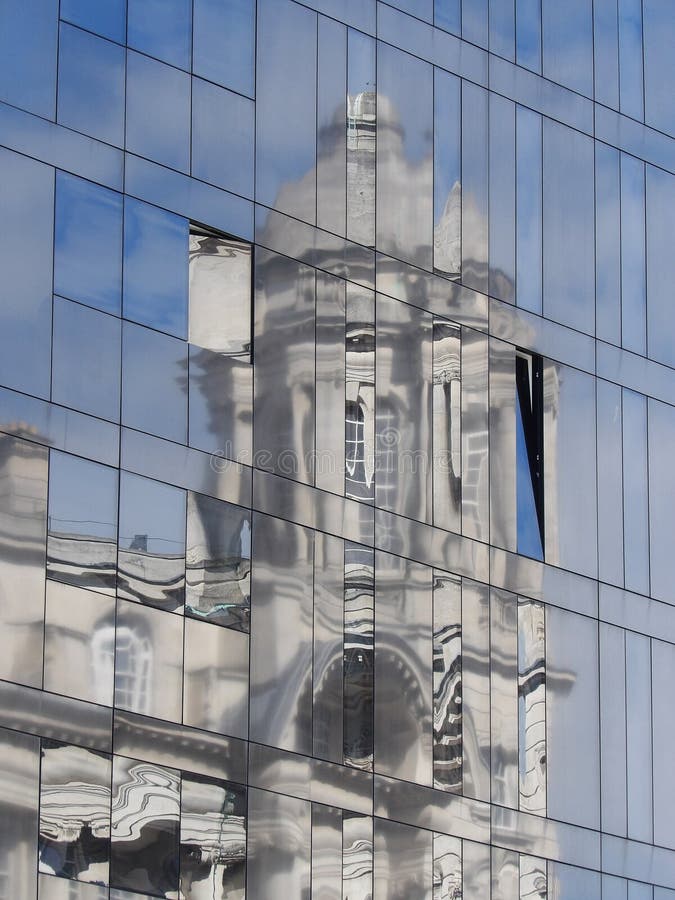 Reflection on Glass of Port of Liverpool Building Stock Photo - Image ...