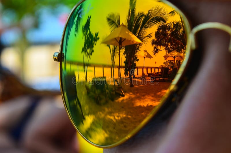 Reflection in the glasses stock photo. Image of landscape - 55850018