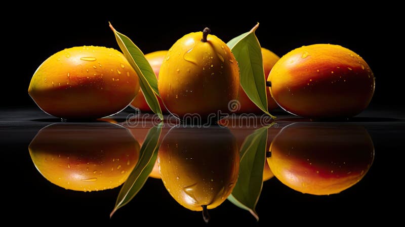 Reflection Half Mango Fruit Stock Illustration - Illustration of ...