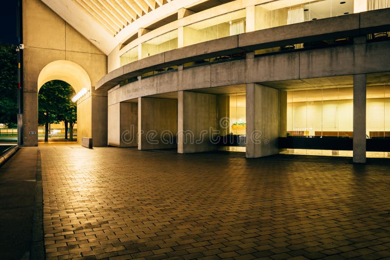 Reflection Hall at Night, at the Christian Science Plaza in Boston ...