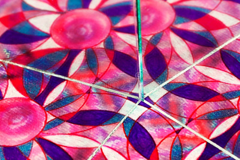 Reflection of Hand Drawn Pattern between Mirrors. Stock Image - Image ...