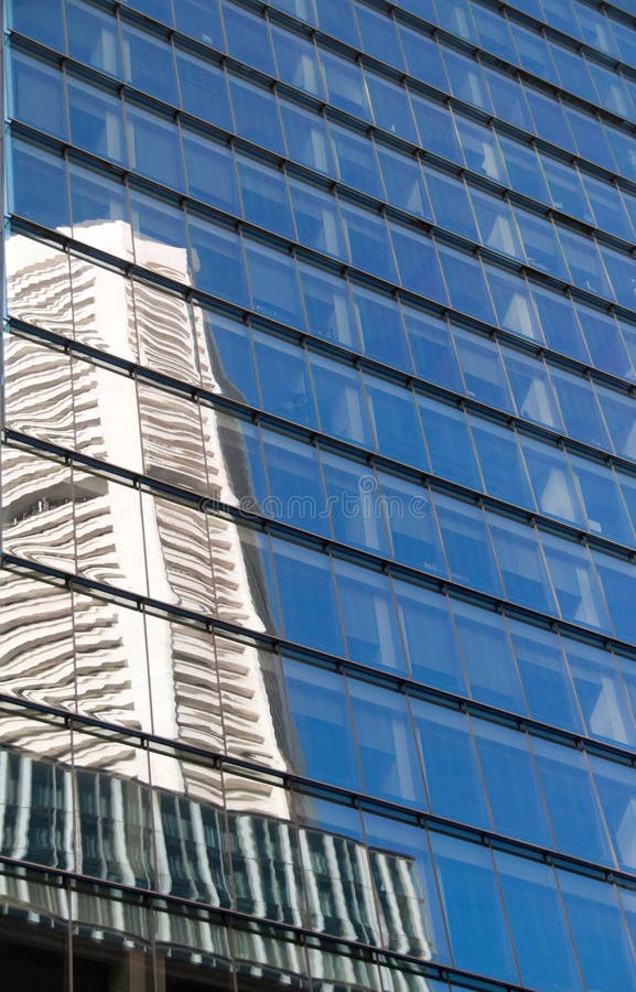 Reflection of High-rise Corporate Office Building with Blue Sky Stock ...