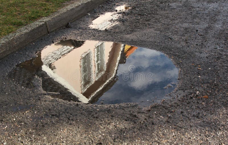 Reflection of a House in a Puddle Stock Photo - Image of town, loft ...