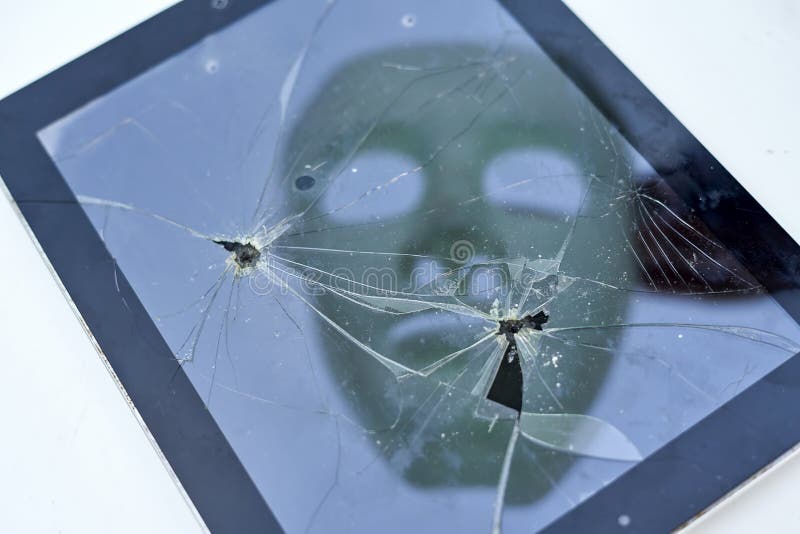 Hacker. Computer Hacker Reflection on Laptop Screen Stock Image - Image ...