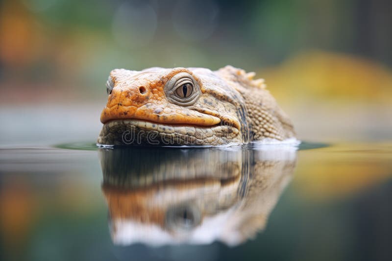 Reflection of a Hunting Monitor Lizard in Water Stock Photo - Image of ...