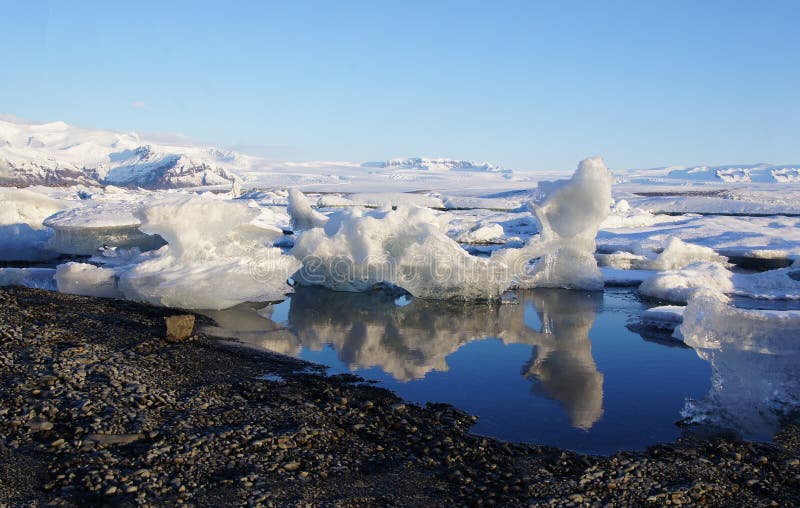 Reflection Ice at Jokulsarlon Stock Photo - Image of glacier, snow ...