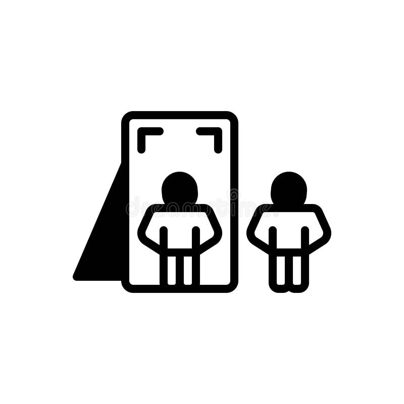 Black Solid Icon for Reflection, Image and Glass Stock Vector ...