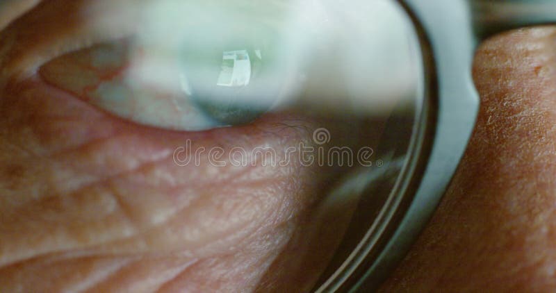 Reflection, Internet and Glasses on Senior Eye, Closeup and Cropped ...