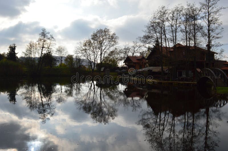 Reflection in the lake stock photo. Image of tree, color - 204059914