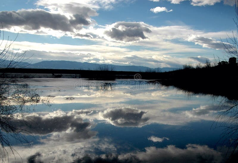 Reflection on Lake Colorado Mountains Tranquil Peace Landscape Stock ...