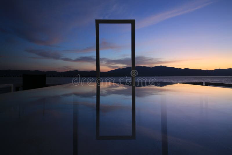 The Reflection in the Lake of Sunrise Stock Photo - Image of wide, lake ...