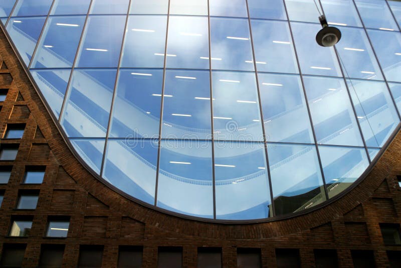 Reflection in Large Window of a Modern House Stock Image - Image of ...