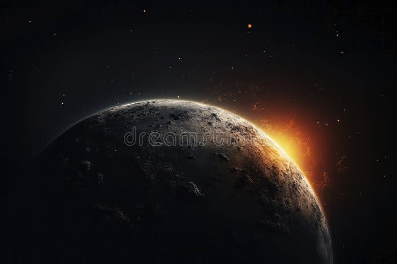 Reflection of Light on the Moon. Generative AI Stock Illustration ...