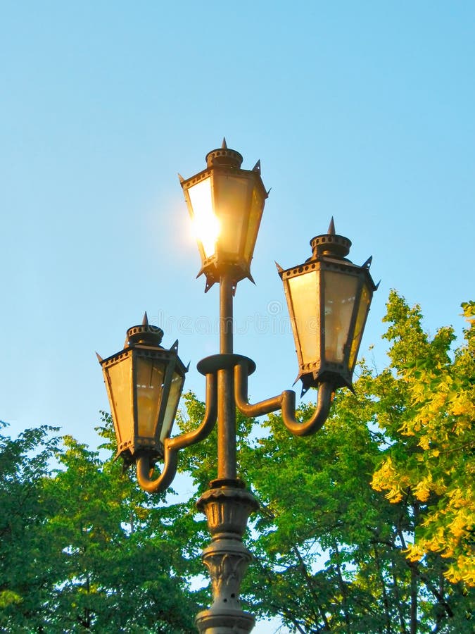 The Reflection Light in Street Lamp Stock Image - Image of reflection ...