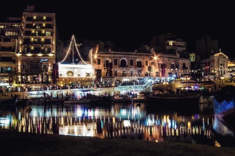 Reflection Lights in Malta editorial stock photo. Image of business ...