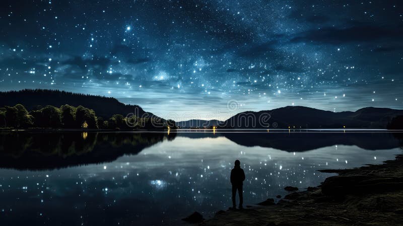 Reflection magic stars stock illustration. Illustration of water ...