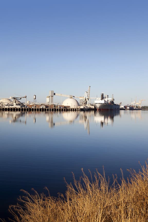 Reflection of Maritime Shipping Port Stock Image - Image of waterfront ...