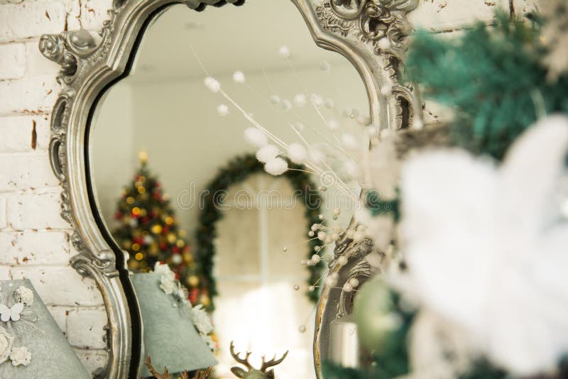 In the Reflection Mirror Christmas Tree Stock Photo - Image of ...