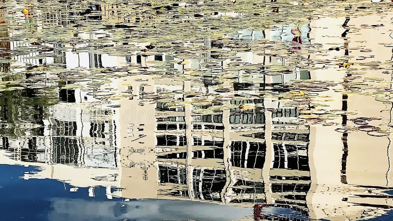 Reflection of a Modern Building in an Artificial Pond Stock Image ...