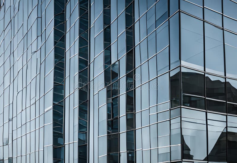 Reflection of Modern Skyscrapers in Windows of Office Building, during ...