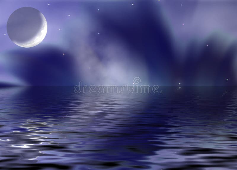 Reflection moon_fantastic stock illustration. Illustration of lighting ...