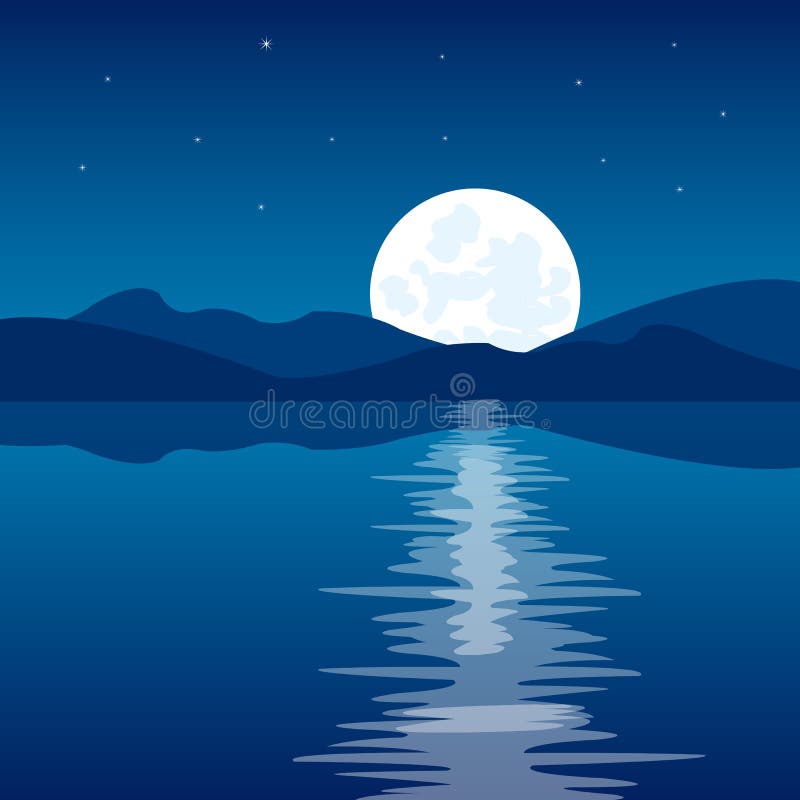 Reflection of the Moon in Water Stock Photo - Illustration of light ...