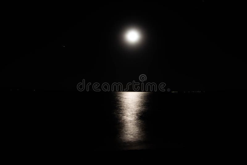 Reflection of the Moon on the Waters of the Sea. Lunar Day, Bright ...