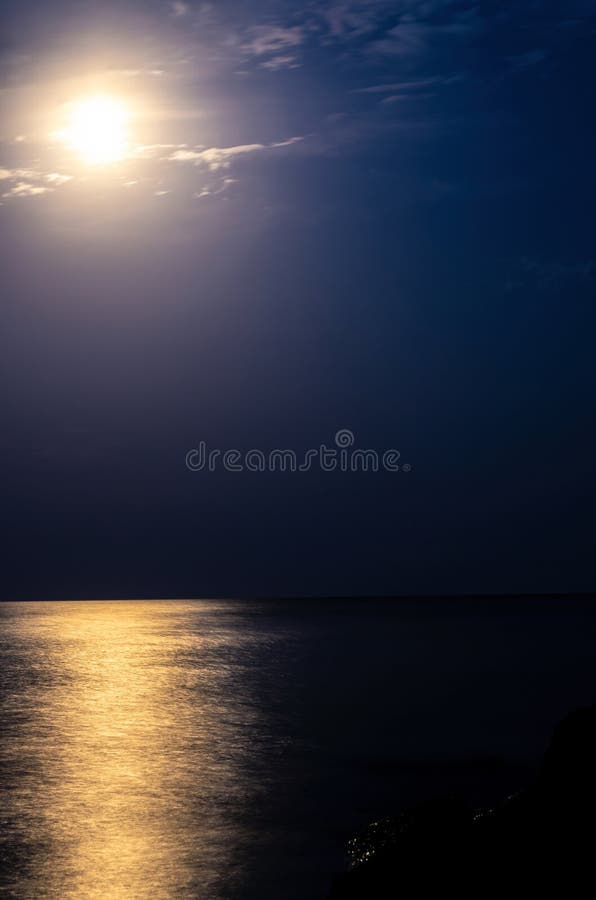Reflection of Moonlight on the Sea Surface Stock Photo - Image of ...