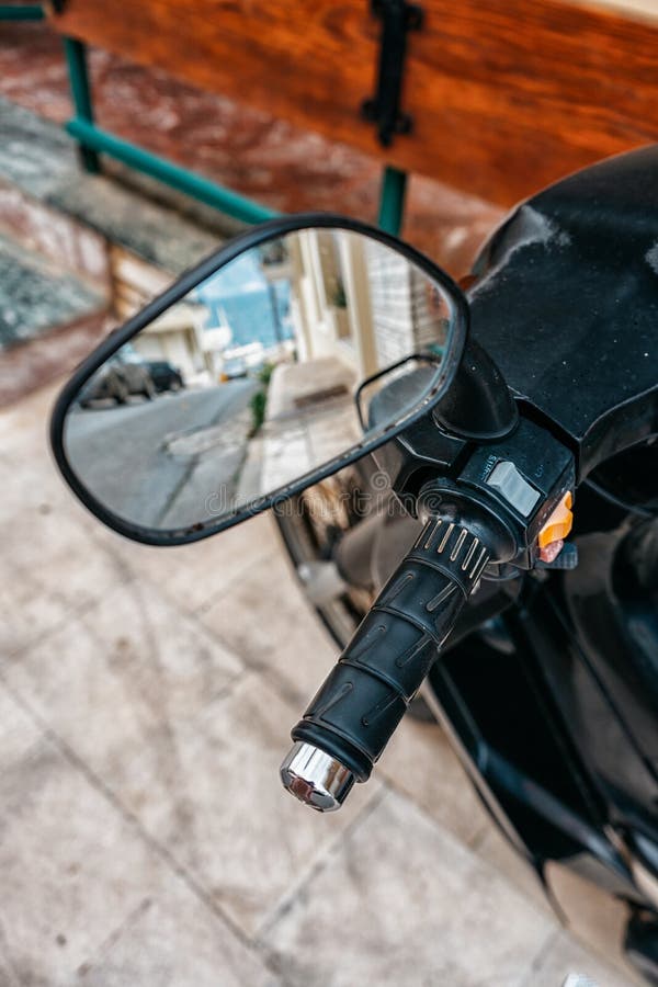 Reflection in the Motorcycle Mirror Stock Image - Image of journey ...