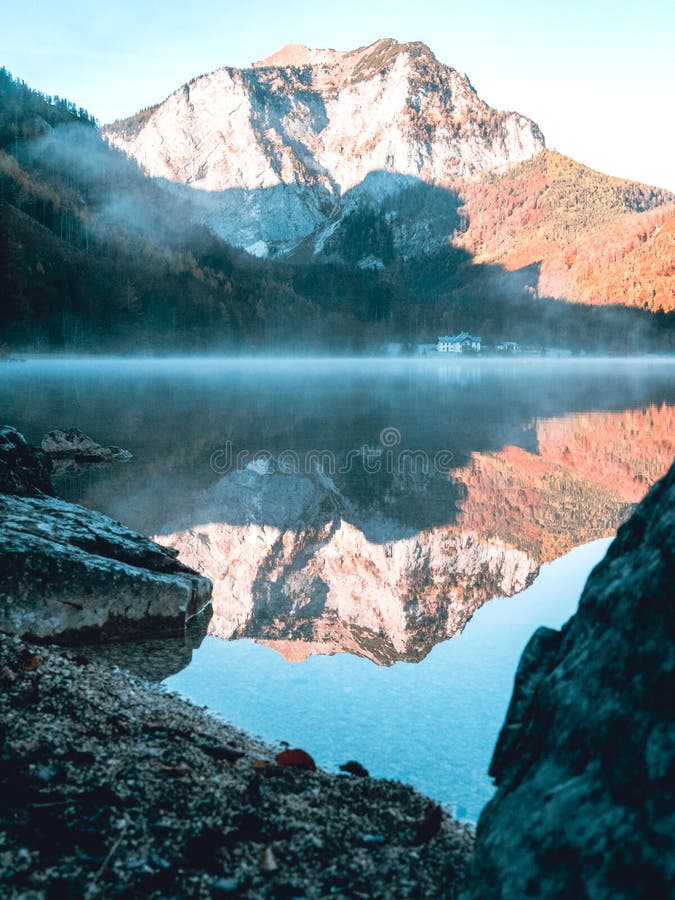 Mountain Reflection in the Lake Stock Photo - Image of lake, landscape ...