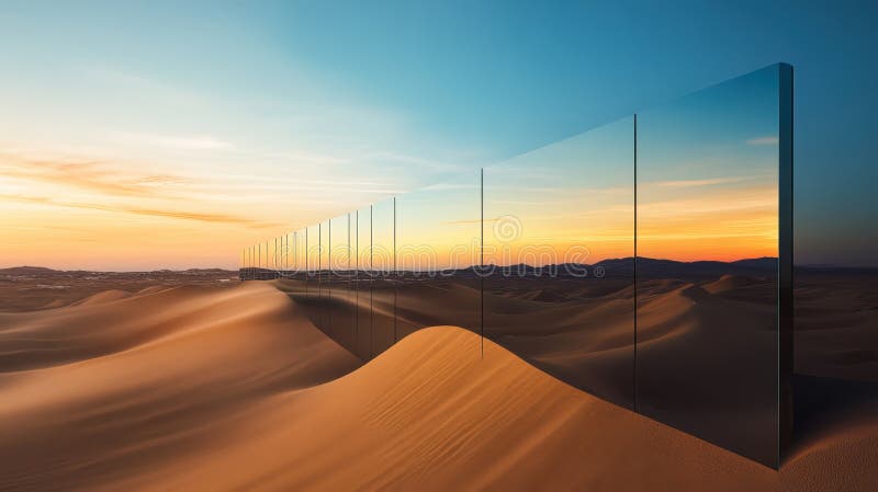 Reflection of Nature in a Vast Desert Landscape at Sunset with Mirrored ...