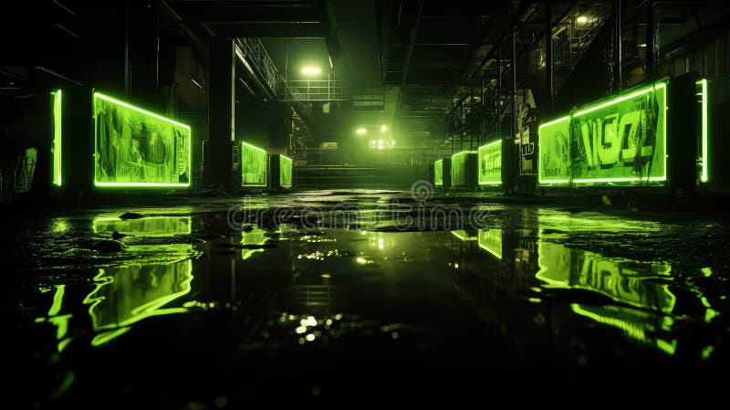 Reflection neon font green stock illustration. Illustration of vibrant ...