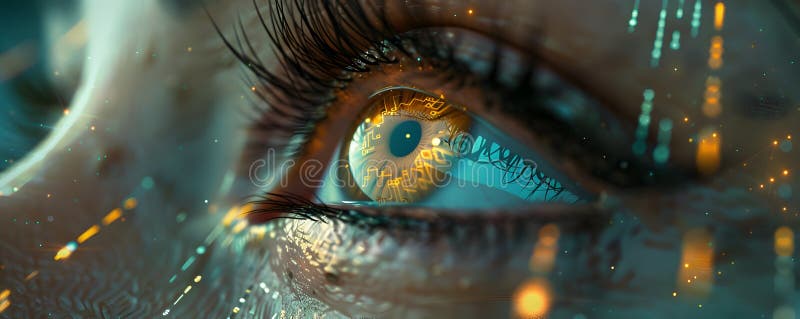 The Reflection of the Neural Network in the Eye Stock Image - Image of ...