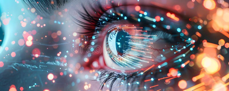 The Reflection of the Neural Network in the Eye Stock Photo - Image of ...
