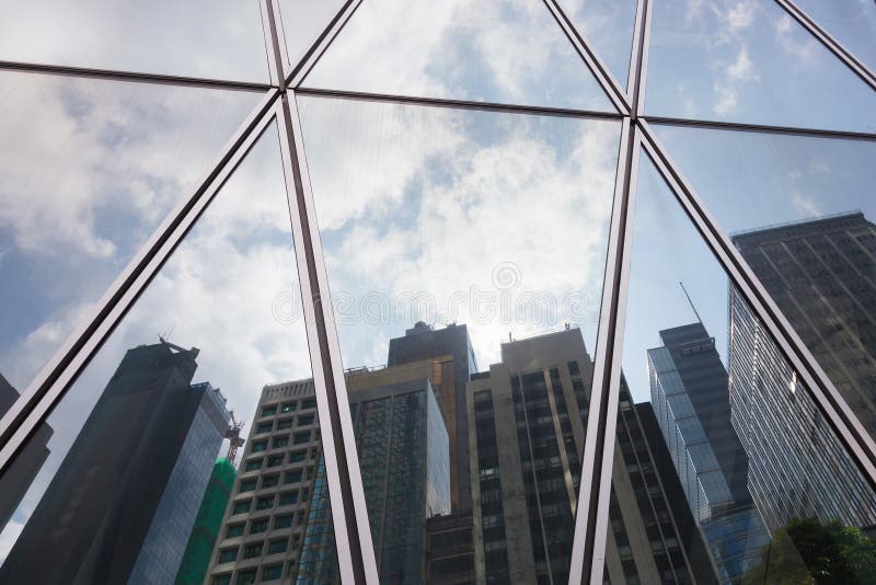 Reflection Office Building Glass Wall Stock Image - Image of business ...