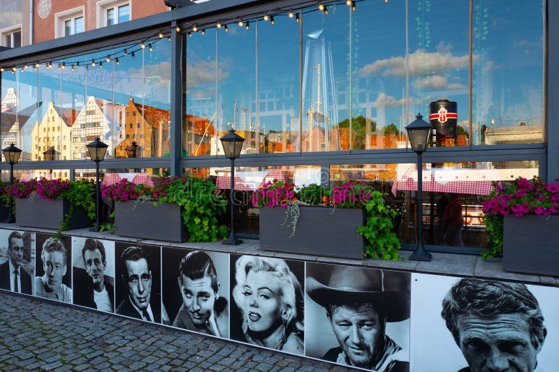 Reflection of the Old City in the Windows of the Restaurant on ...