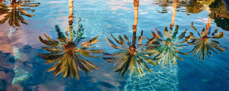 Reflection of Palm Trees in Water Stock Image - Image of tropical ...