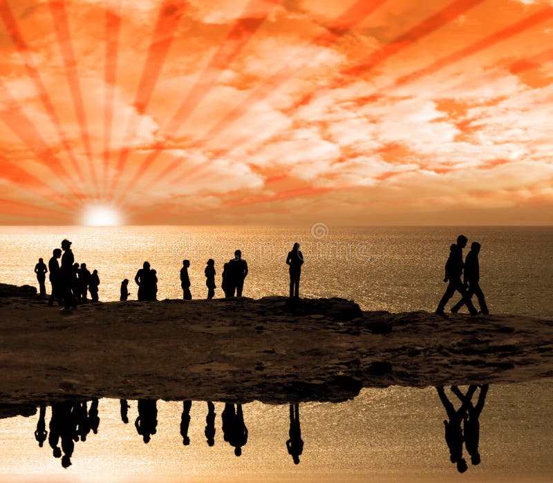 Reflection of People on the Cliff Edge Stock Photo - Image of cliff ...