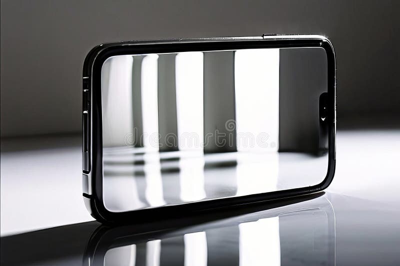 Reflection Phones Screen Reflects the White Background Creating Stock ...