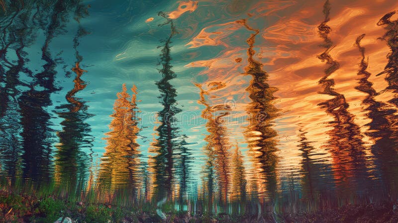 Reflection Pine Tree Abstract Stock Illustration - Illustration of ...