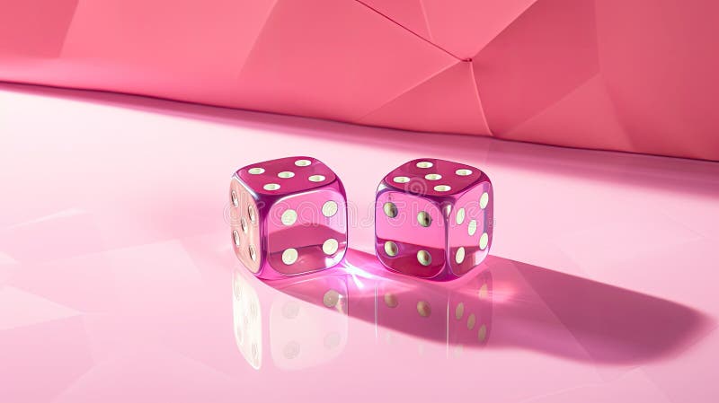 Reflection pink dice stock illustration. Illustration of simple - 313811289
