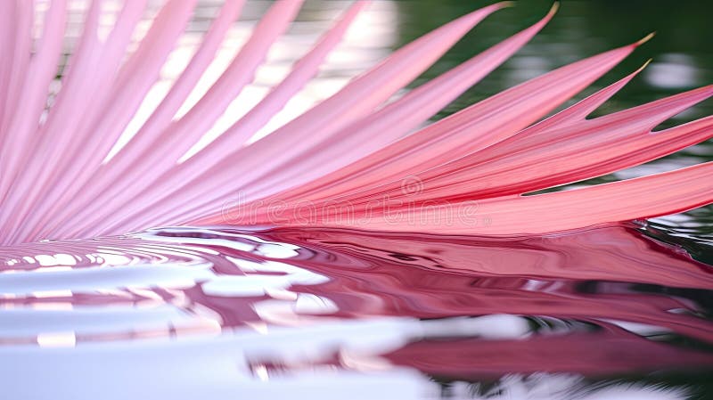 Reflection pink palm leaf stock illustration. Illustration of ...