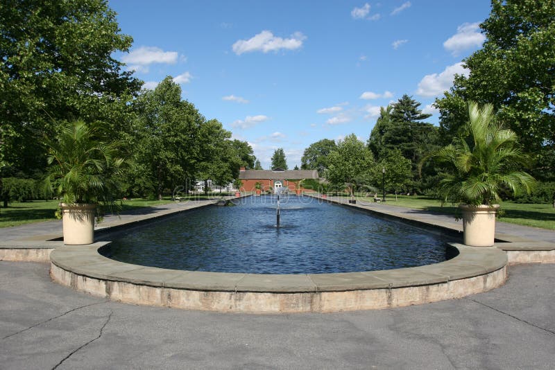 Reflection pool stock image. Image of clouds, garden, building - 6407035
