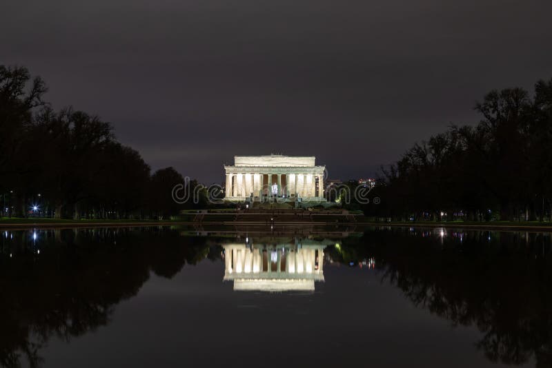The Reflection Pool at Night Editorial Stock Image - Image of place ...