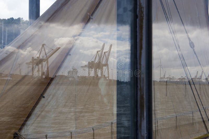 Reflection of Port in Window Stock Image - Image of equipment, help ...