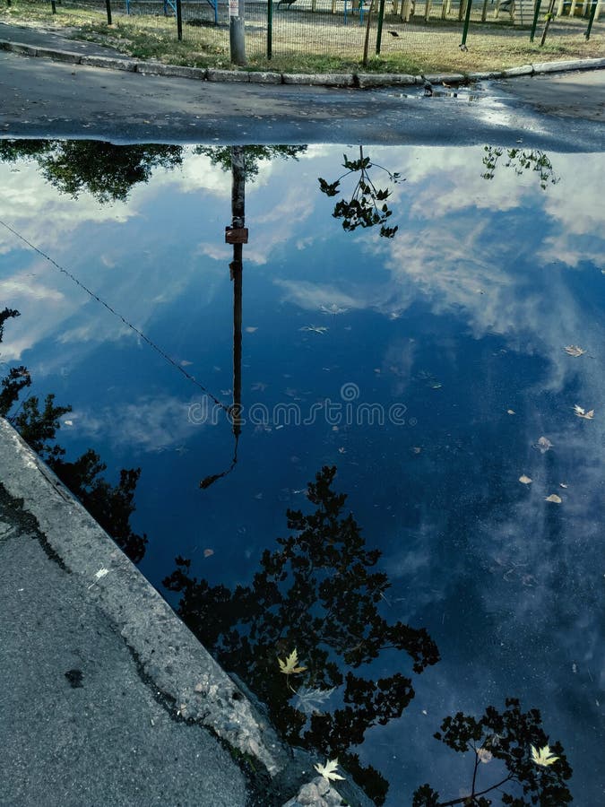 Reflection, Puddle, Blue Photography Stock Image - Image of evening ...
