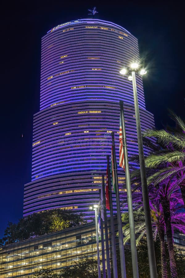 Reflection Purple Building Downtown Miami Florida Stock Image - Image ...
