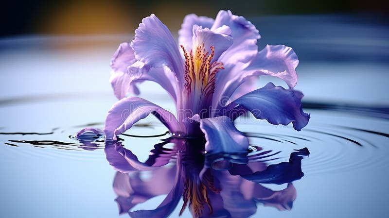 Reflection Purple Iris Flower Stock Illustration - Illustration of ...