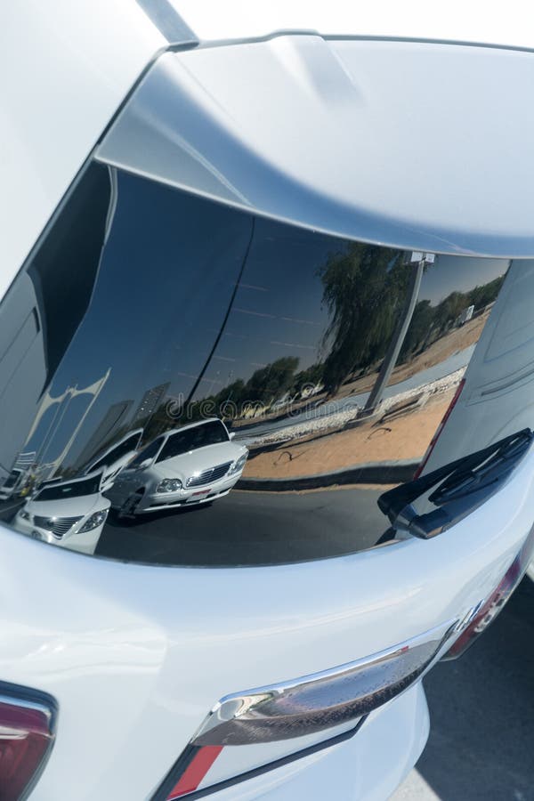 Reflection in the Rear Glass of a Car Stock Photo - Image of rear ...