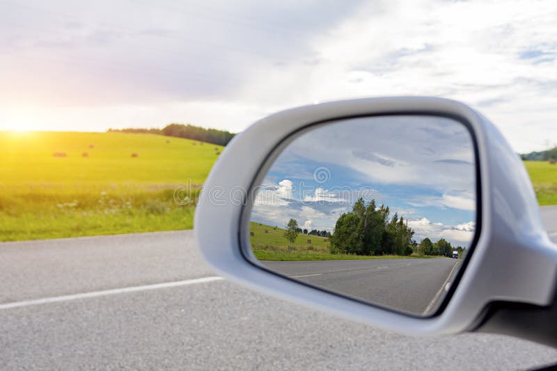 Reflection in the Rear View Mirror Stock Photo - Image of nature, left ...